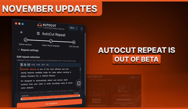 Plugin de AutoCut AI – Ahorra horas en Premiere Pro y DaVinci Resolve