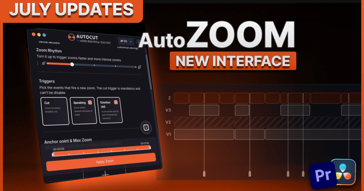 Actualizaciones de julio — AutoZoom rediseñado y nuevo registro de cambios de AutoCut